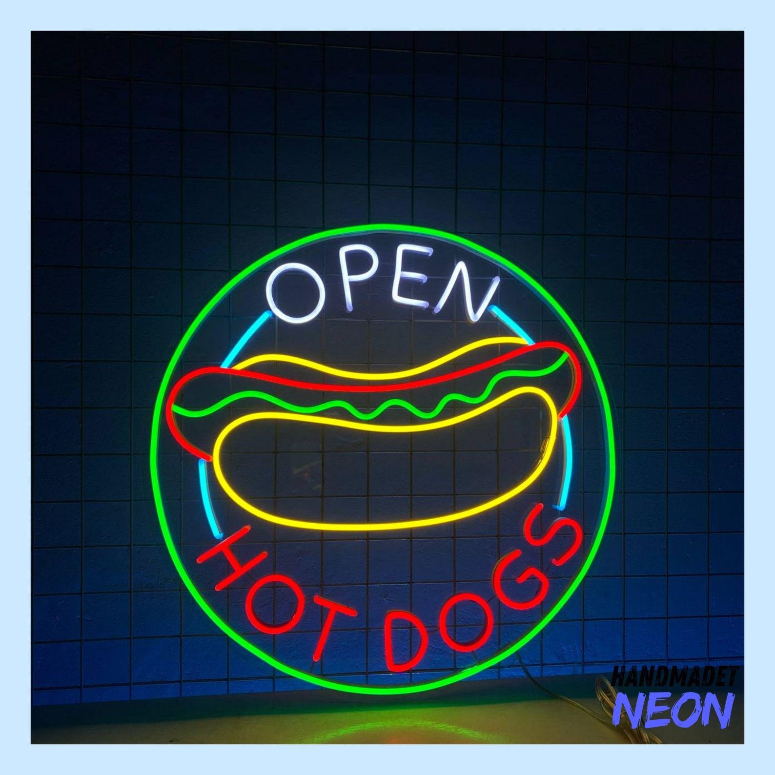 Open Hotdog Neon Light, Hotdog Open Neon Sign, Hot Dog Led Light, Hot ...