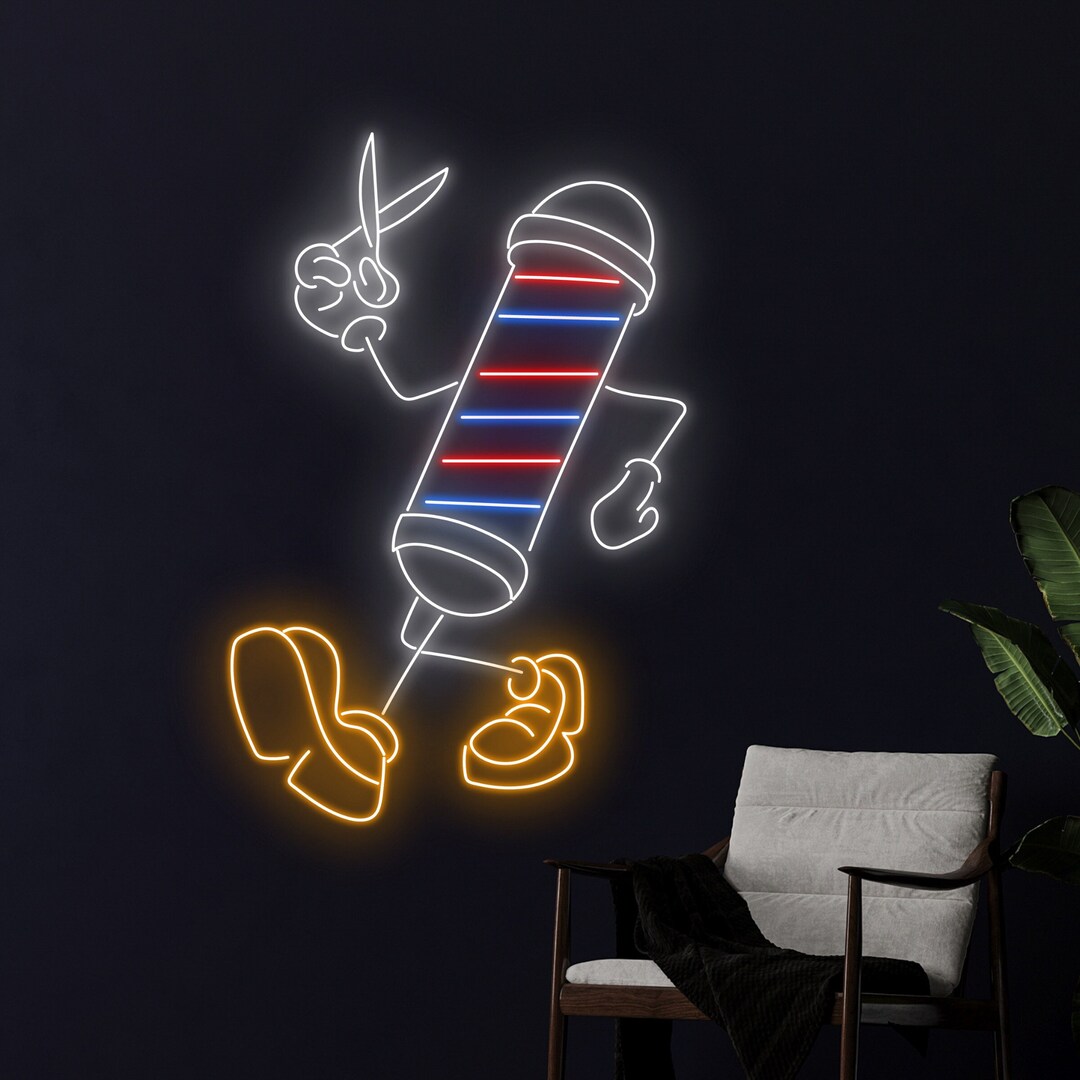 Barber Pole Man Led Sign, Barber Shop Neon Sign, Barber Led Light, Hair ...