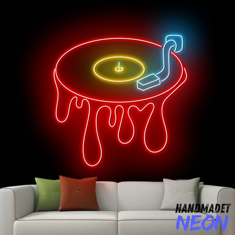 Record Disc Dripping Neon Sign, Vinyl Dripping Led Sign, Record Music ...