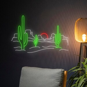 Cactus Desert Sun Neon Sign, Sun Desert Cactus Neon Light, Cactus LED ...