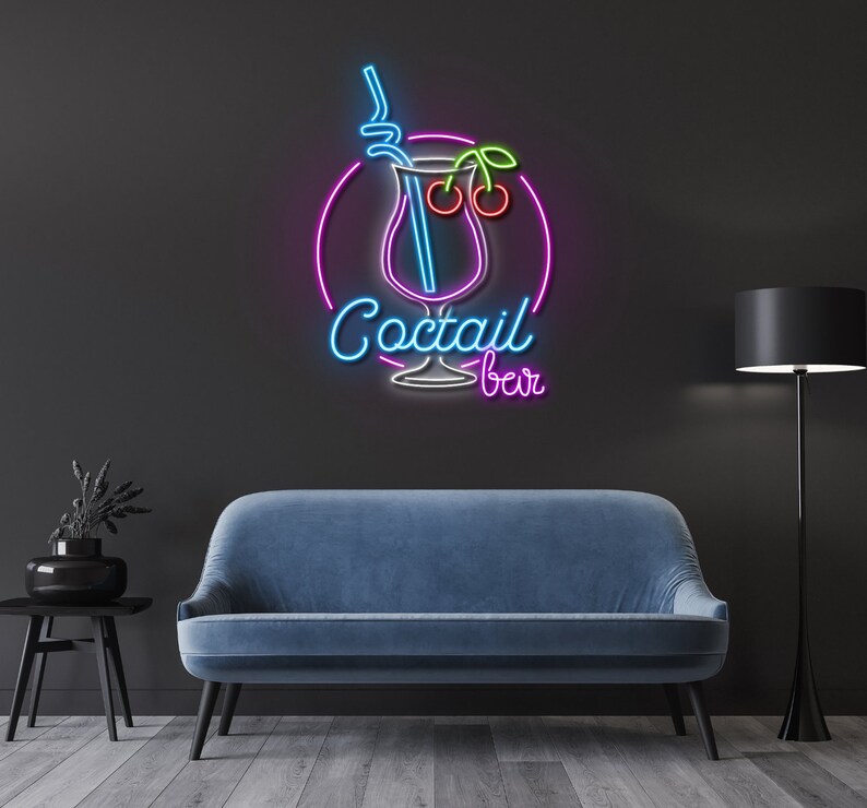 Cocktails Led Sign, Cocktails Neon Sign, Wall Decor, Neon Sign, Custom ...