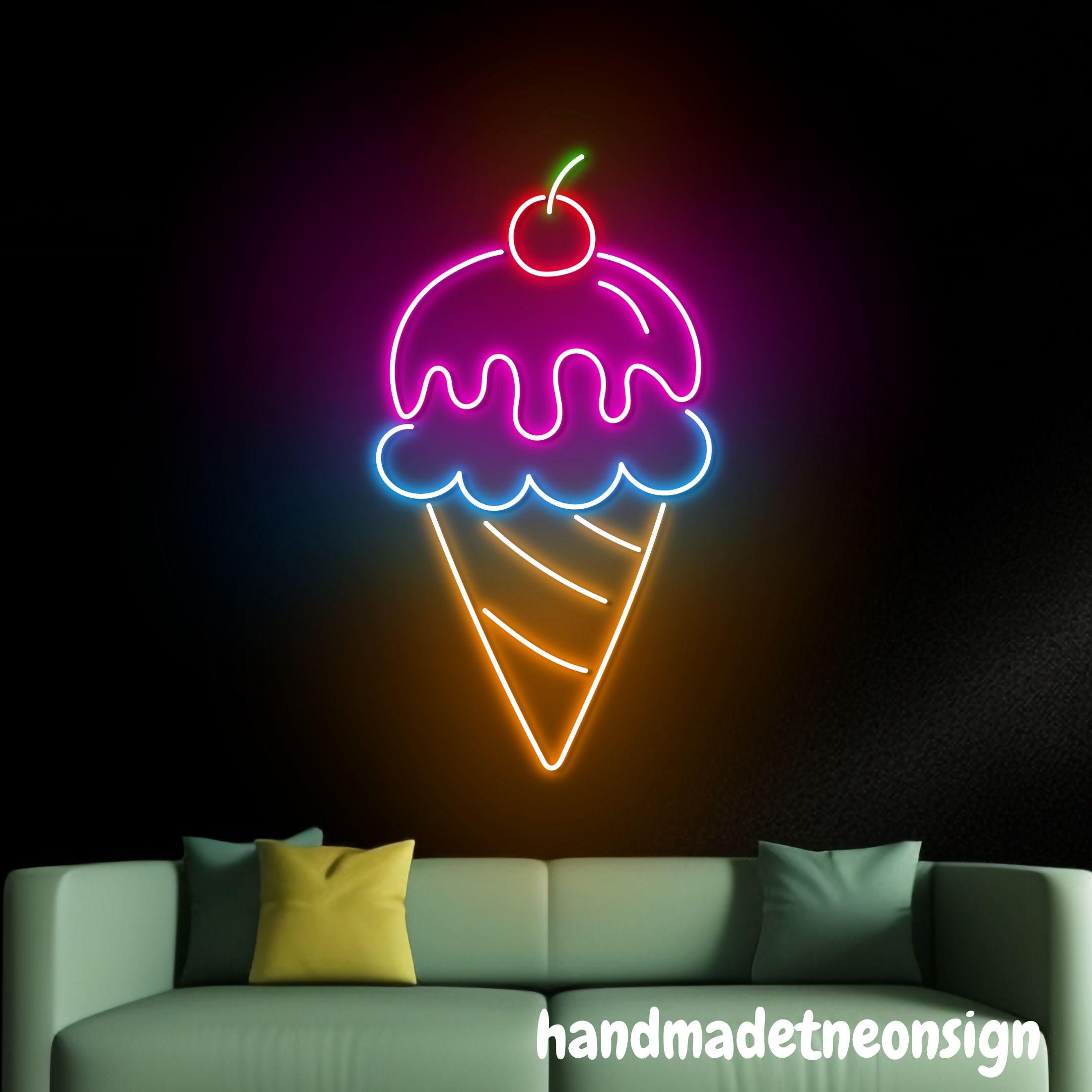 Ice Cream Neon Sign, Ice Cream Cone Led Sign, Ice Cream Neon Light, Ice ...