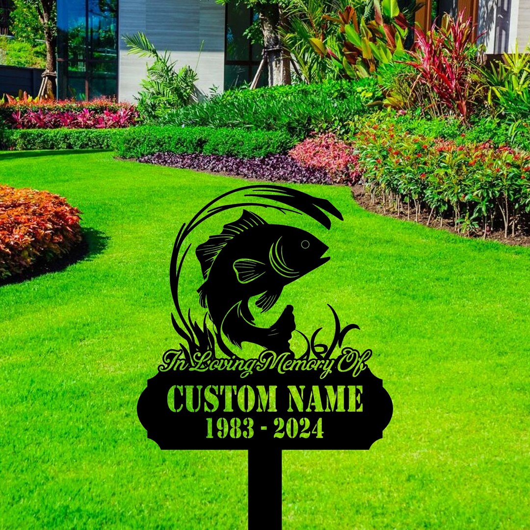 Custom Outdoor Fish Metal Sign With Stakes Personalized Outdoor Fish ...