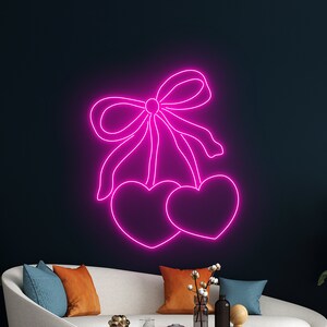 Heart Cherry Bow Led Sign, Cherry Neon Sign, Cherry Fruit Neon Light ...