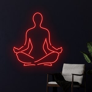Lotus Pose Yoga Neon Sign, Yoga Led Sign, Meditation Led Light, Fitness ...