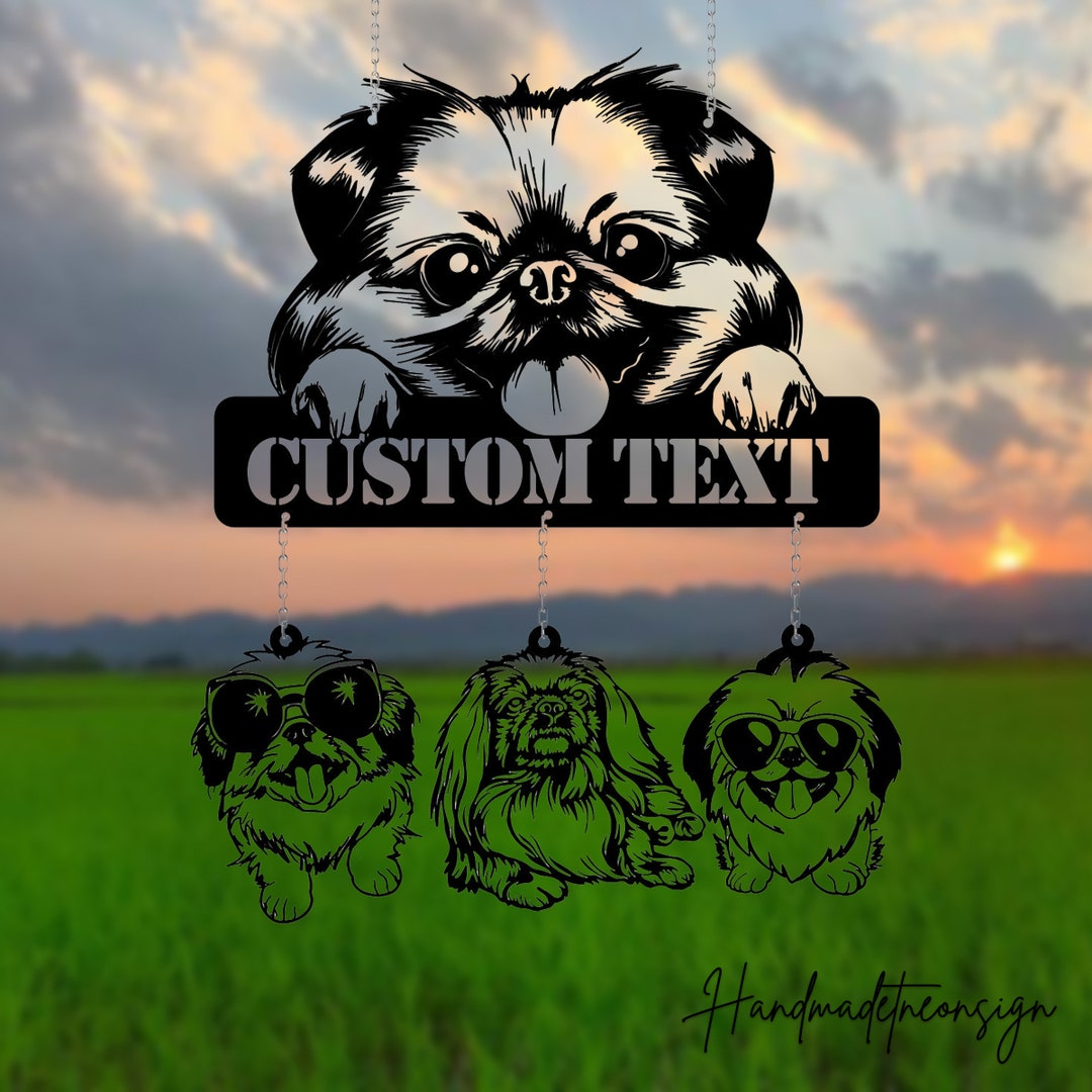 Custom Metal Pekingese Dog Wind Chime, Personalized Metal Pekingese Dog ...