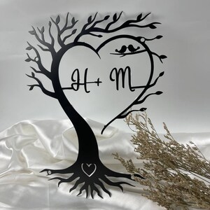 Personalized Heart Tree Metal Wall LED Light, Custom Tree Heart Metal ...