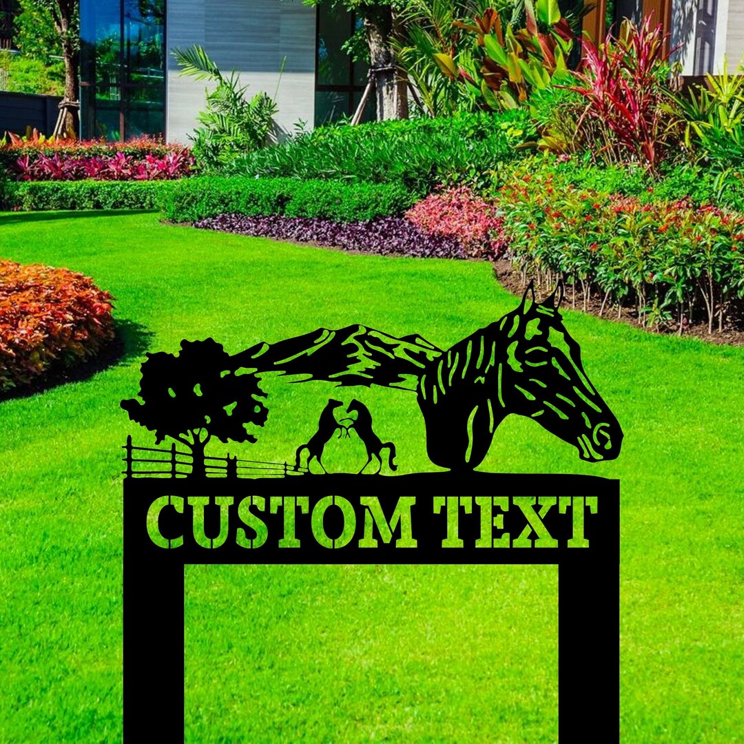 Custom Outdoor Mount Equestrian Metal Sign With Stakes - Personalized ...