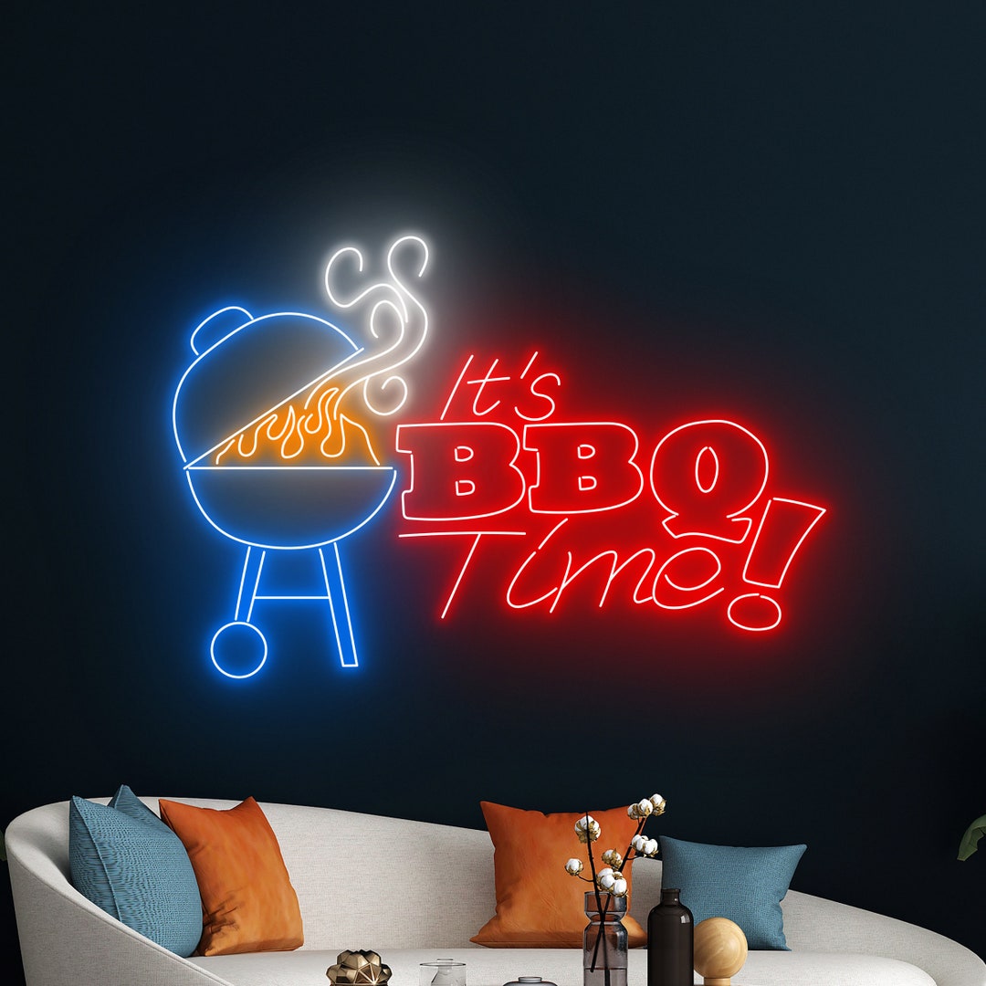 It's Barbeque Time Neon Light, BBQ Neon Sign, Barbecue Led Light, Grill ...
