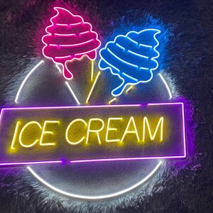 Ice Cream Neon Sign, Ice Cream Led Sign, Ice Cream Restaurant Led Sign ...