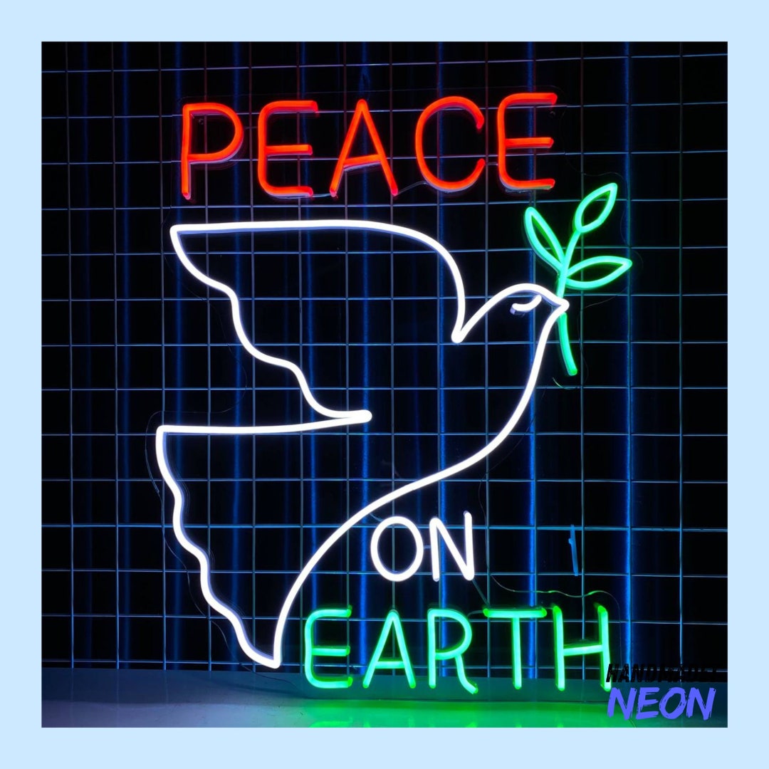 Peace on Earth Neon Sign, Dove Led Sign, Dove Bird Neon Light, Peace ...
