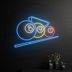 Billiards Led Sign, Billiard Neon Sign, Billiards Pool Hall Neon Light ...