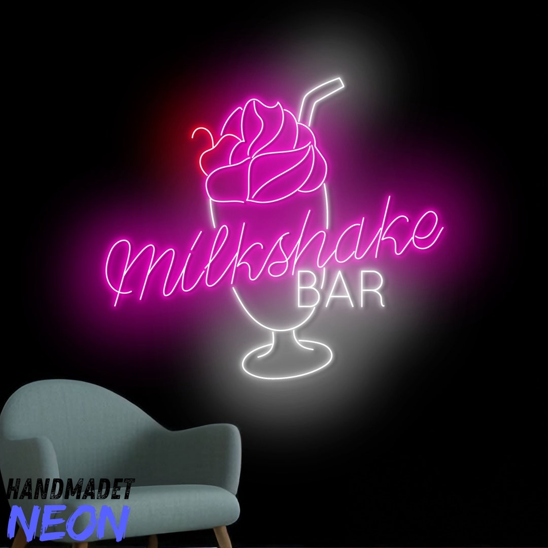 Milkshake Bar Neon Sign, Milkshake Led Sign, Milkshake Neon Light ...