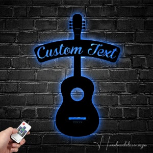 Personalized Guitar Metal Wall Art LED Light - Custom Musical ...