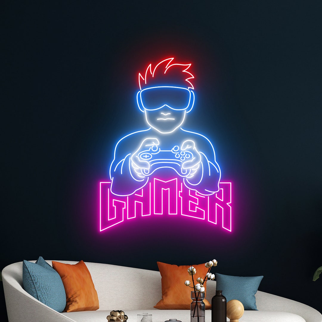 Custom Gamer Neon Sign, Game Controller Led Sign, Game Player Led Light ...