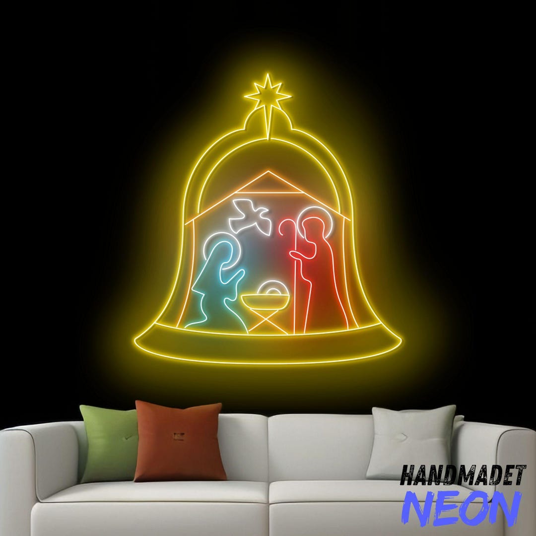 Nativity Scene Neon Sign, Holy Family Led Sign, Merry Christmas Neon ...