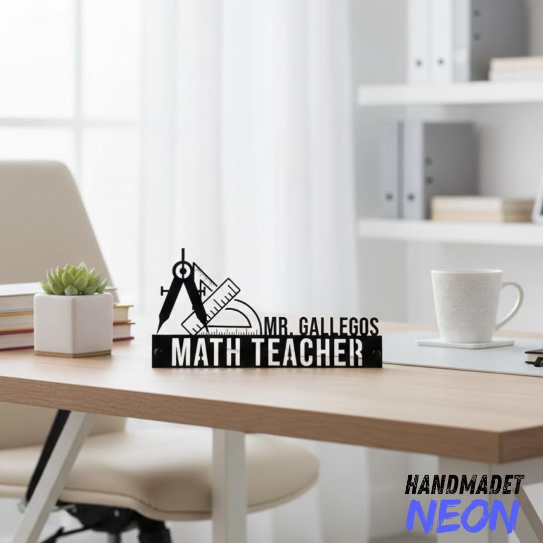 Custom Math Teacher Metal Desk Name Plate, School Metal Job Name Plate ...