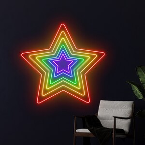 Rainbow Star Neon Sign, Star Rainbow LED Light, Star Color Led Sign ...