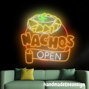 Nachos Open Neon Sign, Nachos Led Sign, Mexico Nachos Led Light, Open ...