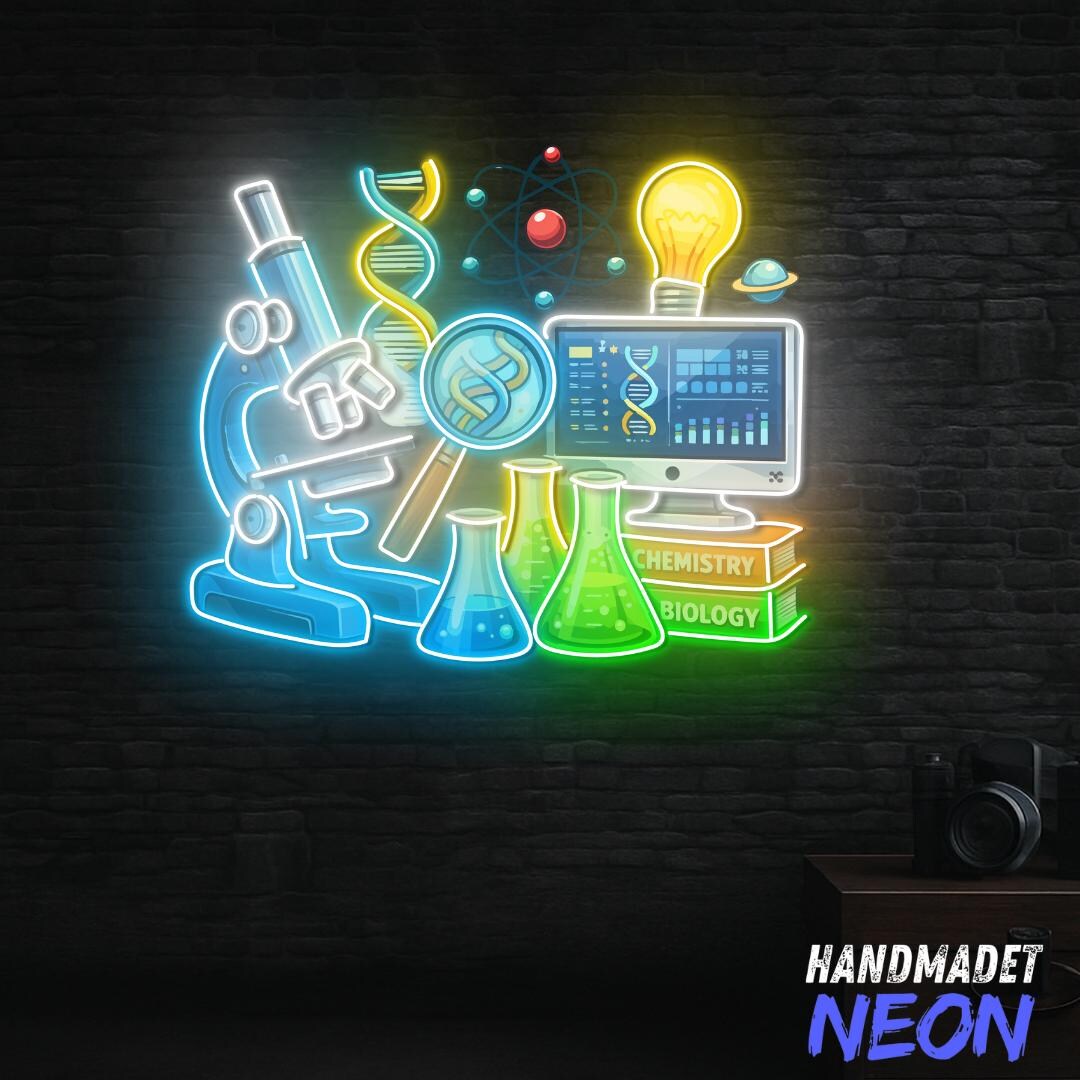 Science Laboratory Neon Sign, Chemistry Biology Led Light, Custom Neon ...