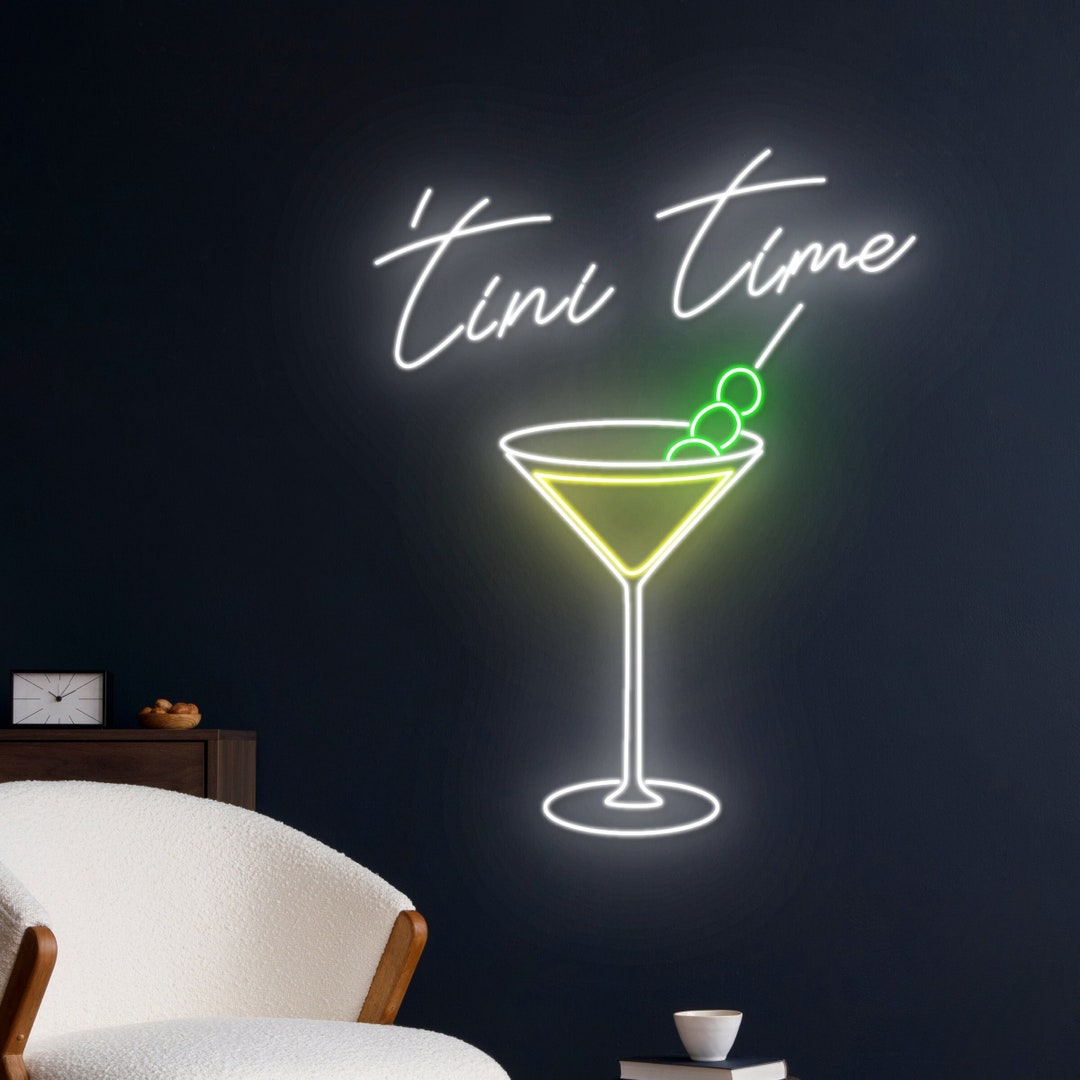 Tini Time Martini Led Sign, Martini Neon Light, Martini Cocktail Neon ...