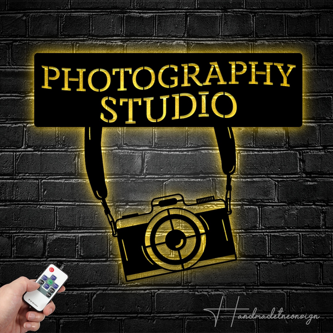 Custom Photography Studio Metal Wall Art With LED Light - Photographer ...