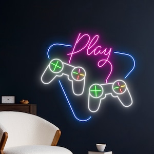 Play Game Neon Sign, Game Controller Led Light, Gamepad Led Sign ...