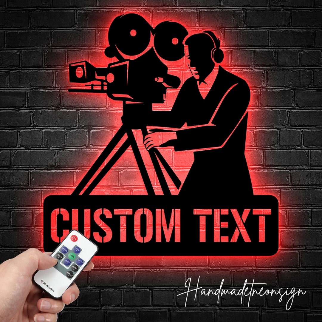 Custom Director Name Metal Wall Art With LED Light - Movie Night Metal ...