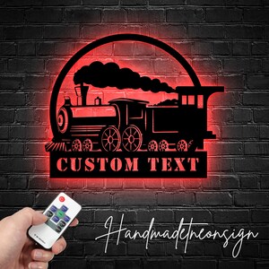 Custom Locomotive Train Metal Wall Art With LED Light - Personalized ...