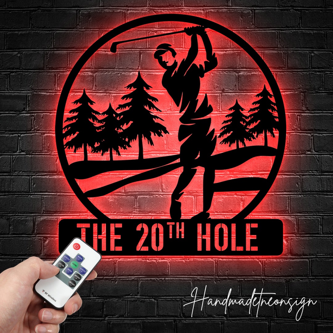Custom Golf Metal Wall Art LED Light Personalized Playing Golf Name ...