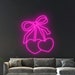 Heart Cherry Bow Led Sign, Cherry Neon Sign, Cherry Fruit Neon Light ...