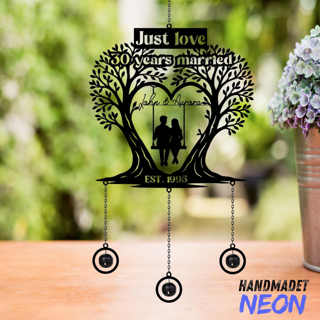 Personalized 30th Wedding Anniversary Wind Chimes Rattle, Custom Couple ...