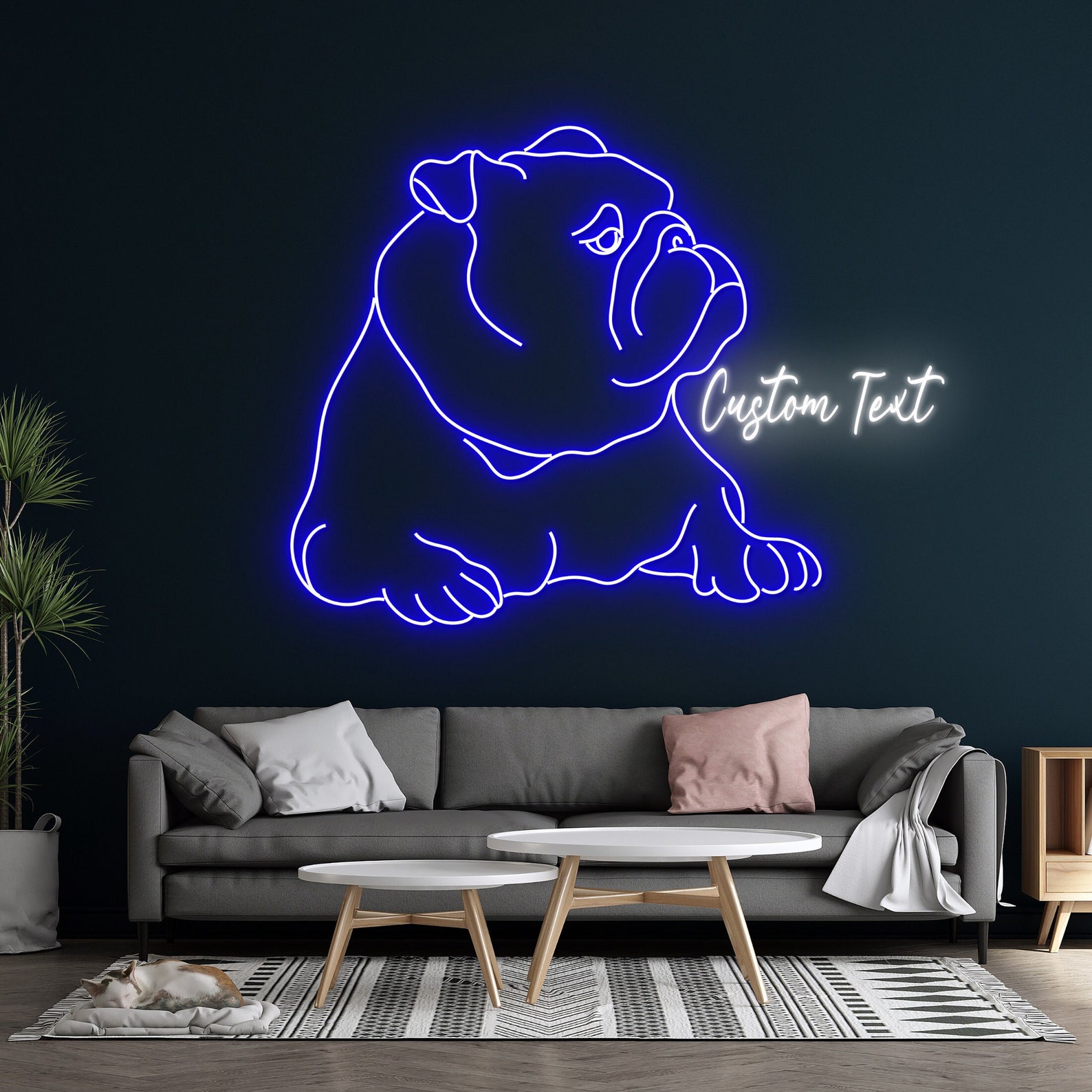 Custom Name Bulldog Led Sign, Custom Name Bulldog Neon Sign, Wall Decor ...
