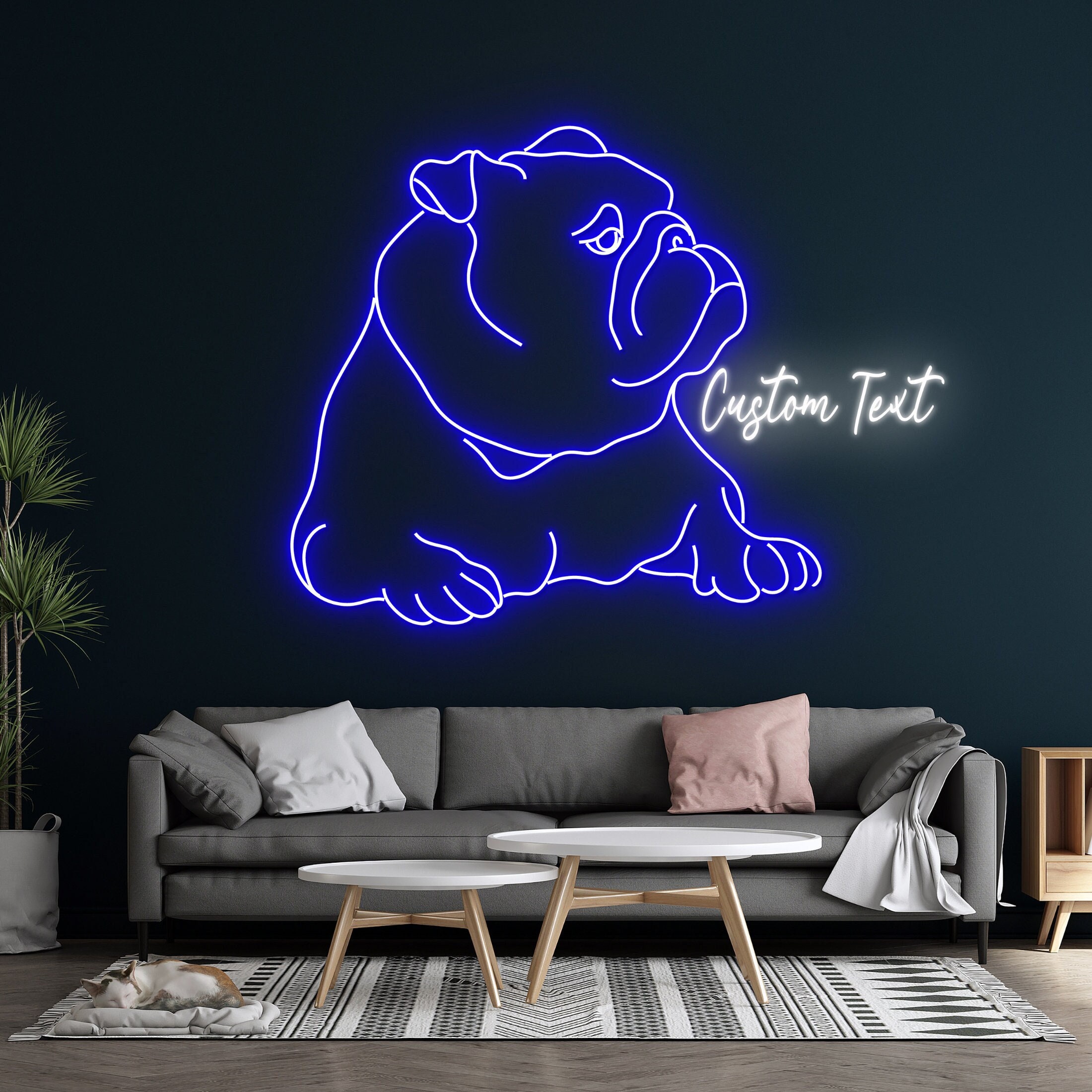 Custom Name Bulldog Led Sign, Custom Name Bulldog Neon Sign, Wall Decor ...