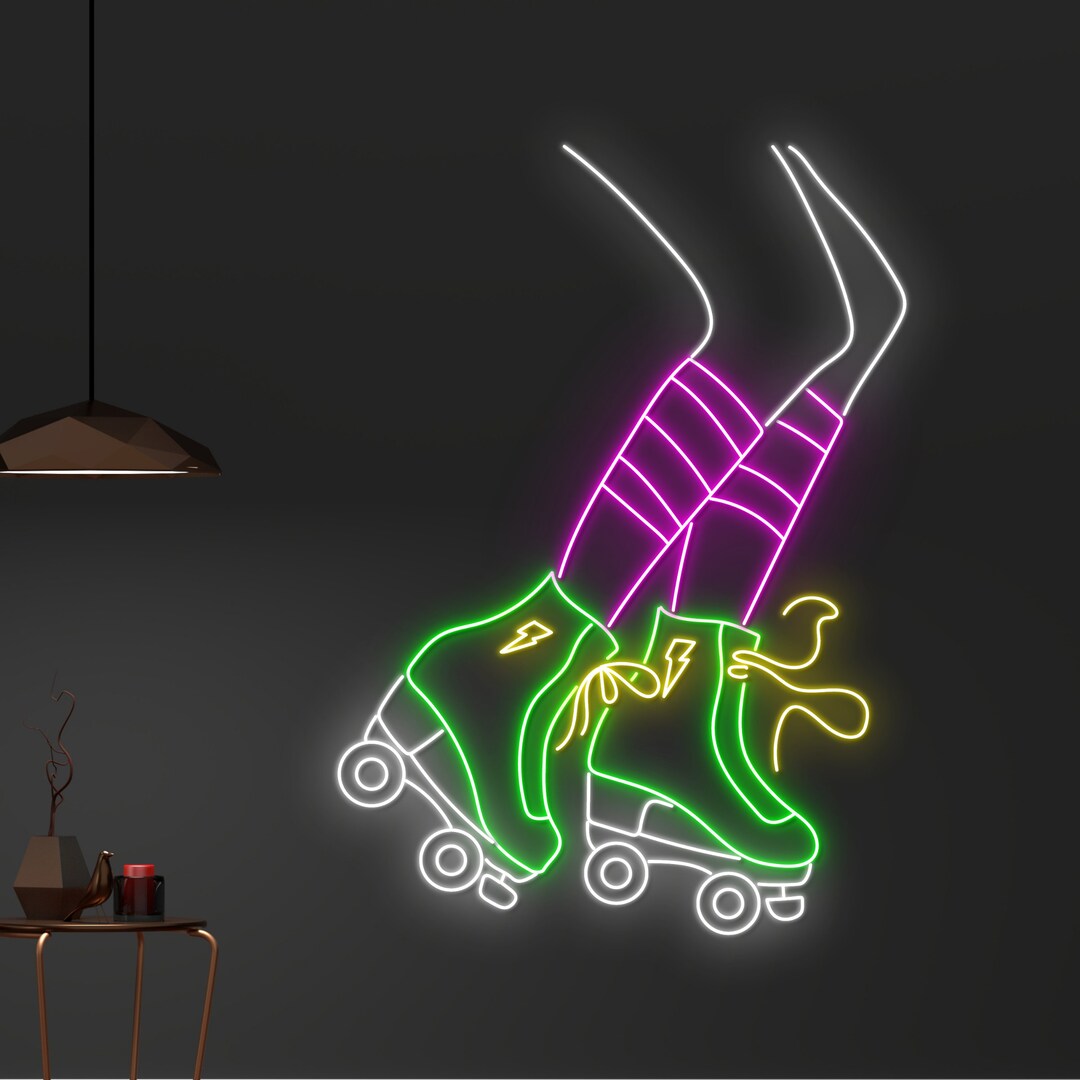 Custom Roller Skate Girl Legs Neon Sign, Rolling Skate Led Sign, Skate ...