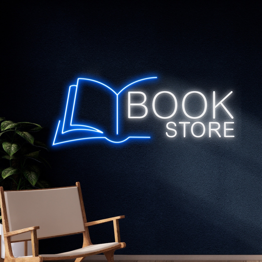 Book Store Neon Sign, Book Shop Neon Light, Bookworm LED Light, Bookish ...