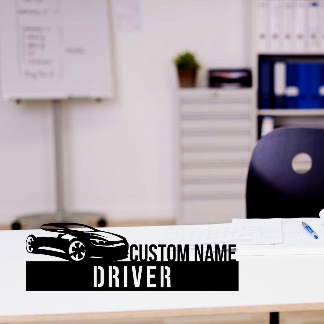 Custom Car Driver Desk Name Plate, Car Driver Metal Nameplate for Desk ...