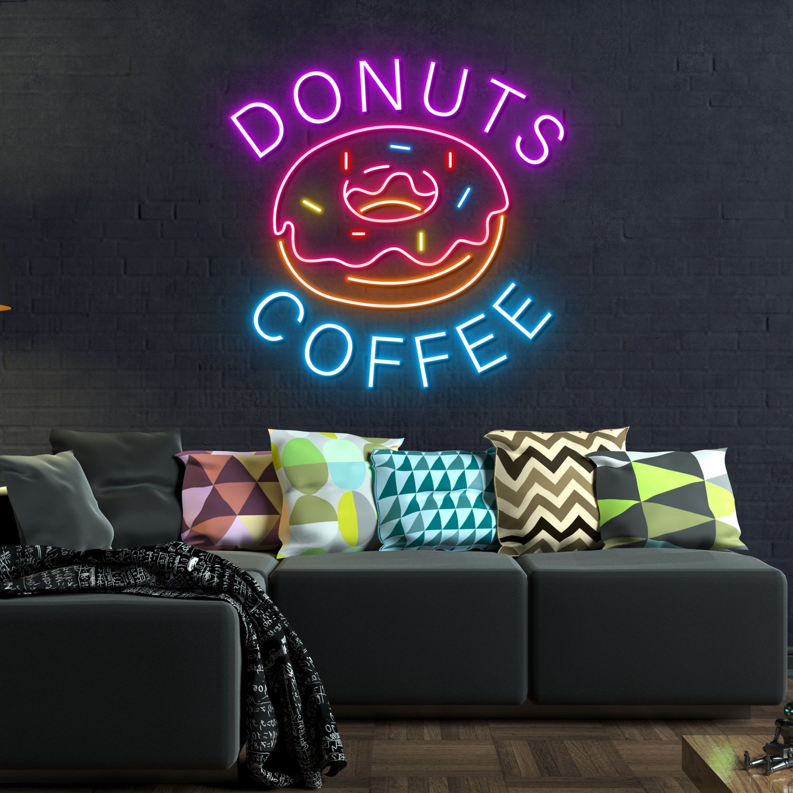 Donuts Coffee Led Sign, Donut Led Sign, Wall Decor, Shop Neon Sign ...
