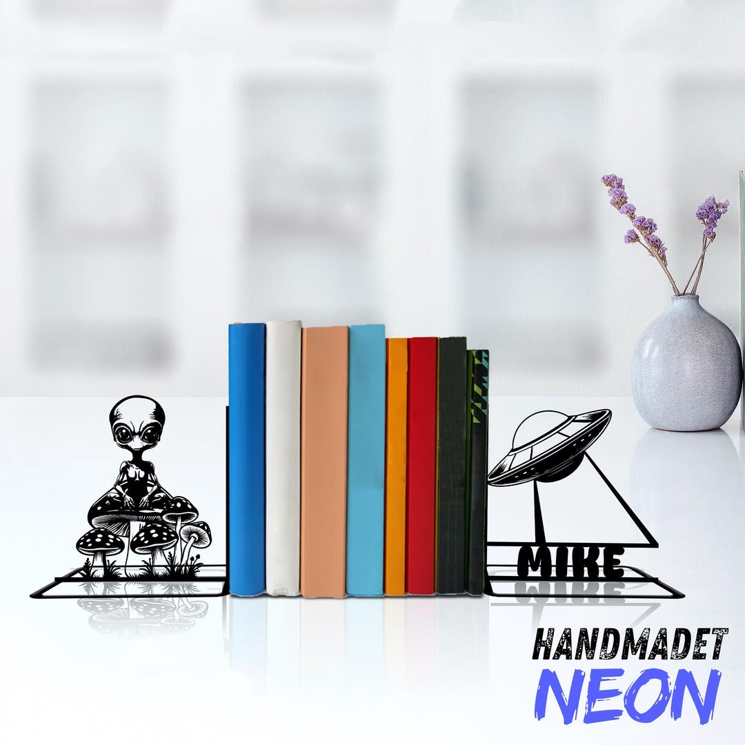 Custom Alien Bookends, Alien Book Ends, Alien Bookshelf Home Decor ...