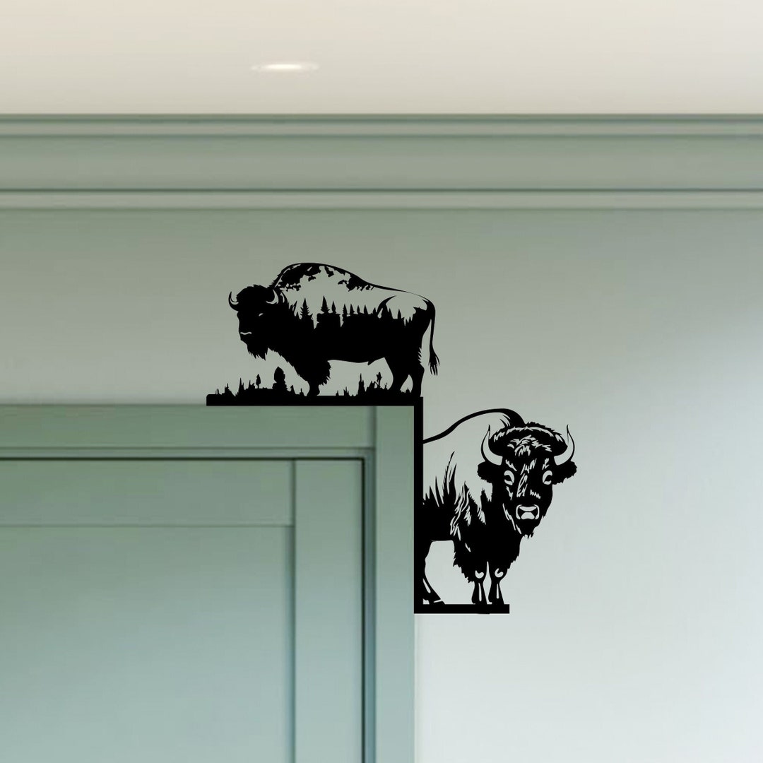 Personalized Bison Door Corner Metal Wall Art, Bison Metal Sign Door ...