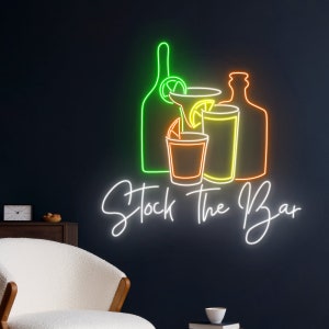 Stock the Bar Neon Sign Stock the Bar LED Light Wine Liquor - Etsy