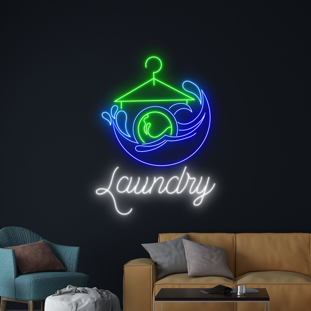 Laundry Open Led Sign, Wardrobe Hanger Neon Sign, Laundry Open Neon ...