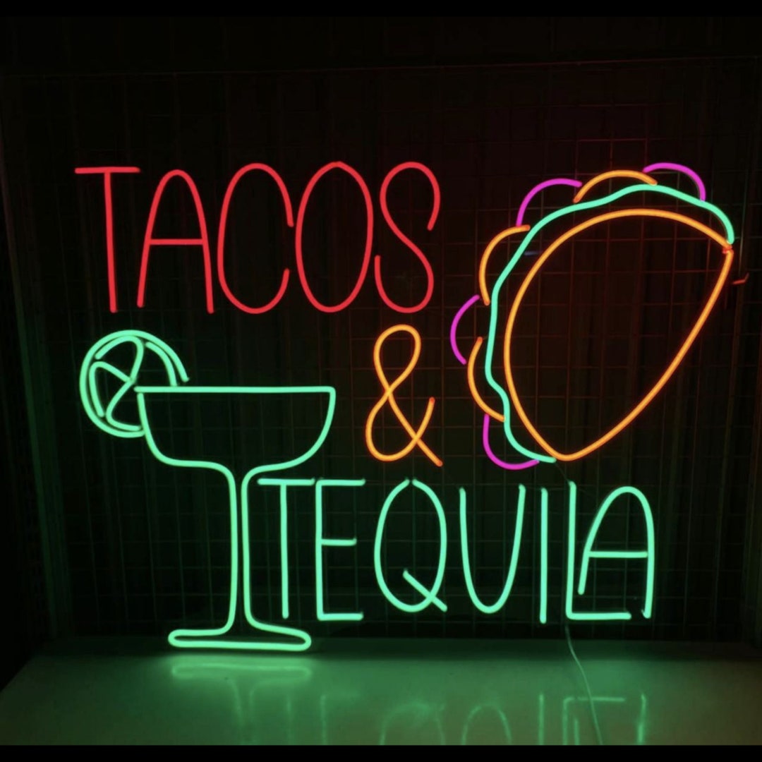 Tacos & Tequila Neon Sign, Tequila Tacos LED Light, Tacos Tequila Neon ...