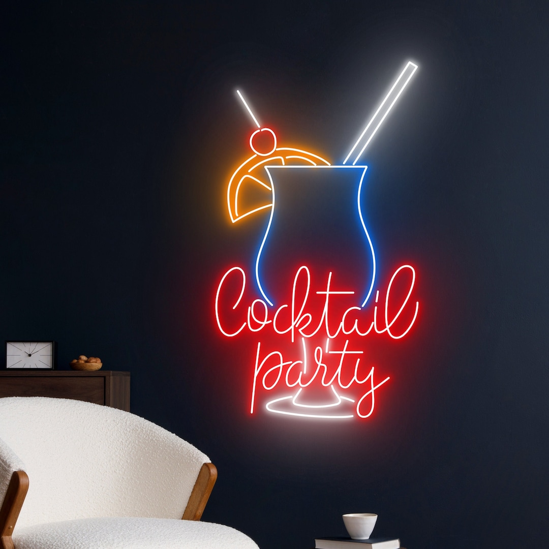 Cocktail Party Neon Light, Cocktail Neon Sign, Wine Bar Led Light ...