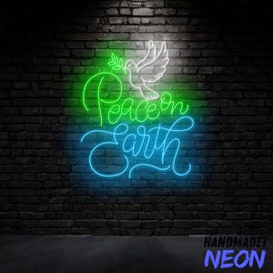 Peace on Earth Neon Sign, Peace on Earth Led Sign, Dove Neon Light ...