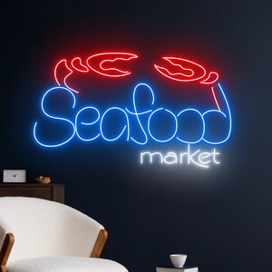 Seafood Crab Neon Sign, Crab Seafood Led Sign, Crab Led Light, Crab ...