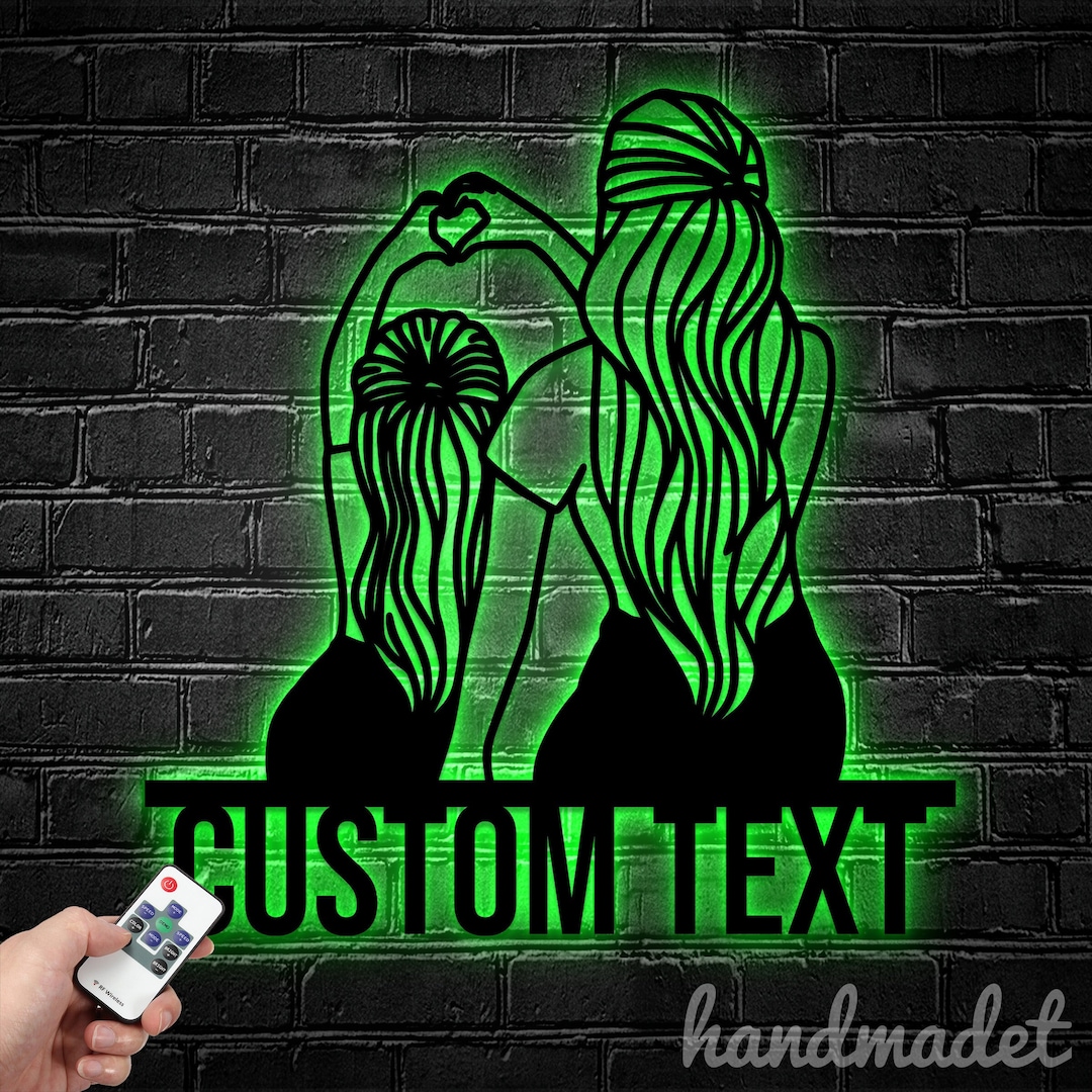 Custom Daughter Mom Metal Wall Art LED Light, Daughter Mother Metal ...