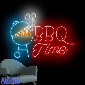 BBQ Time Neon Sign, Barbecue Led Sign, Grill Meat Neon Light, Steak BBQ ...