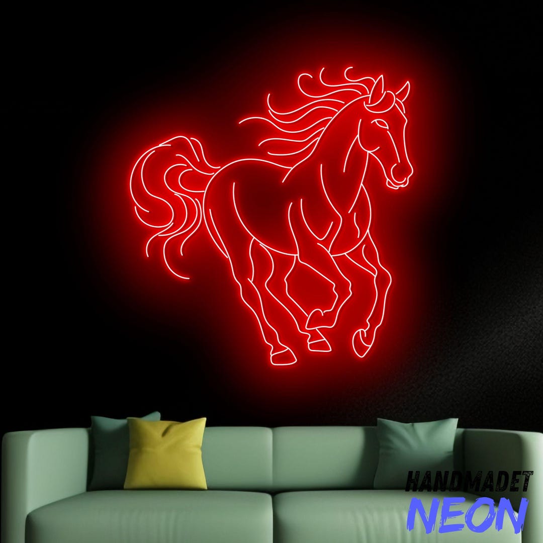 Horse Neon Sign, Horse Running Led Sign, Horse Racing Led Light, Horse ...
