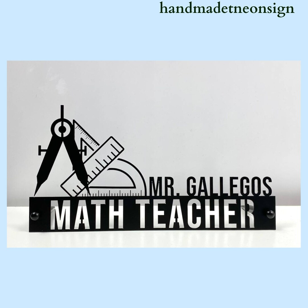 Custom Math Teacher Metal Desk Name Plate, School Metal Job Name Plate ...